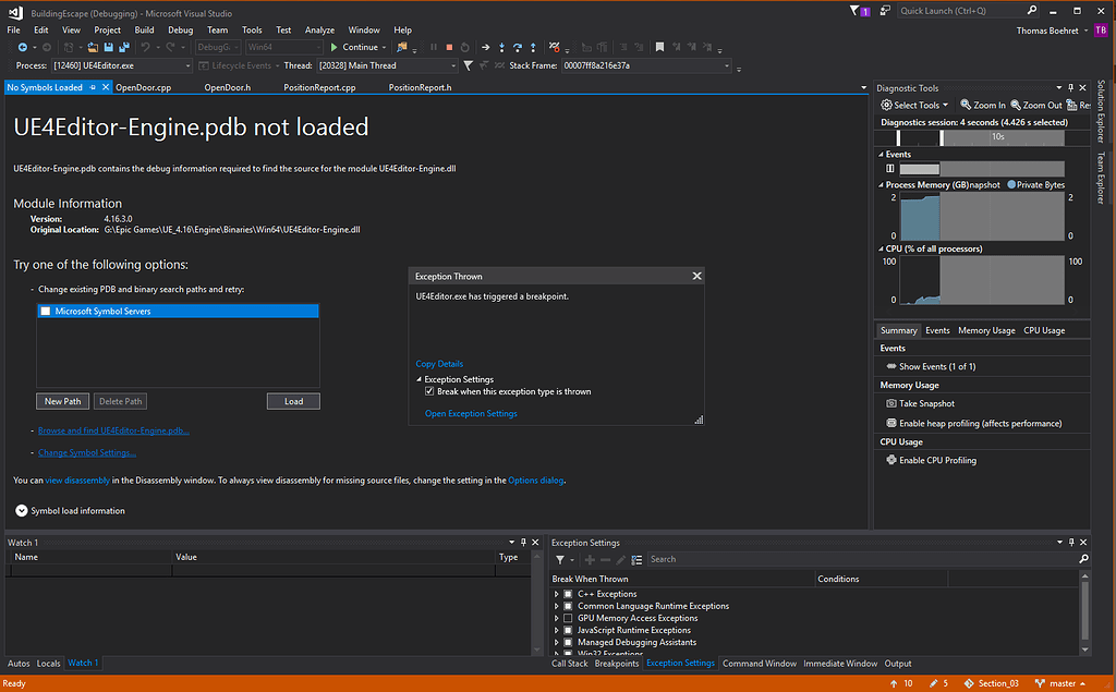 UE4Editor.exe has triggered a breakpoint - Talk - GameDev.tv