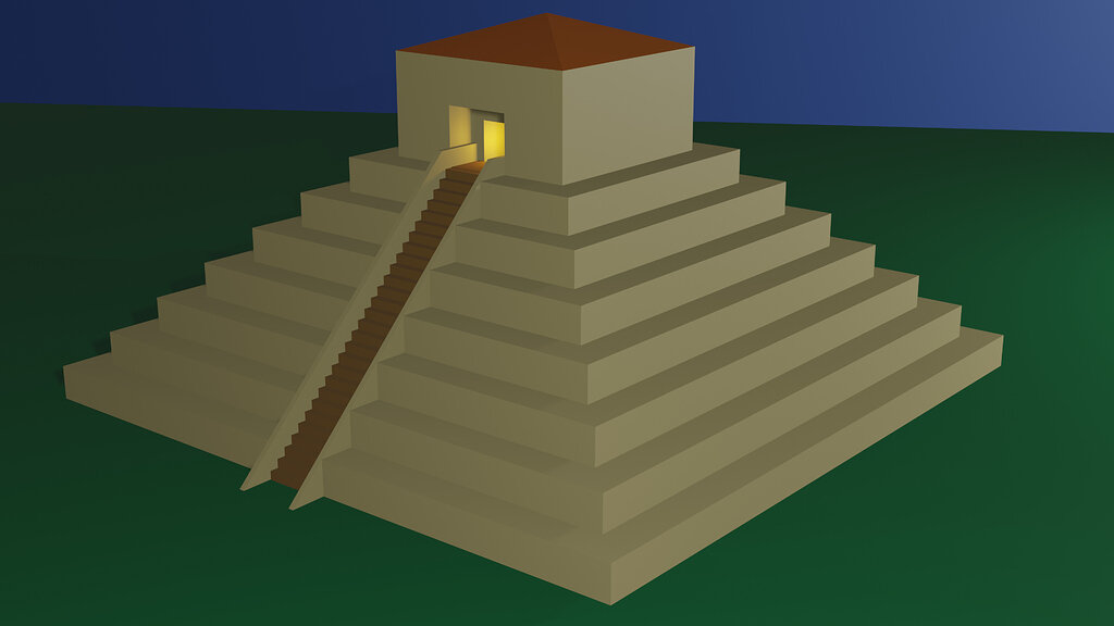 My Blender Pyramid scene. I admit I still need hold of the lighting ...