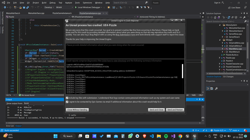 Editor Crashed When Loading Main Menu - Ask - GameDev.tv