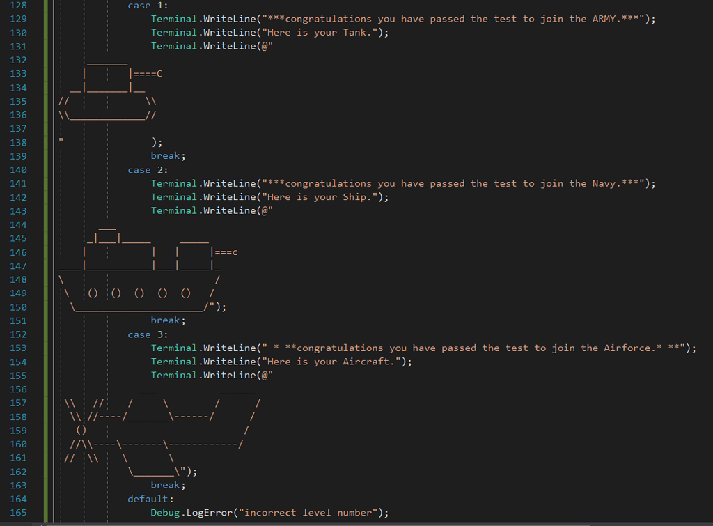 Here is my 3 ascii Win screens - Talk - GameDev.tv