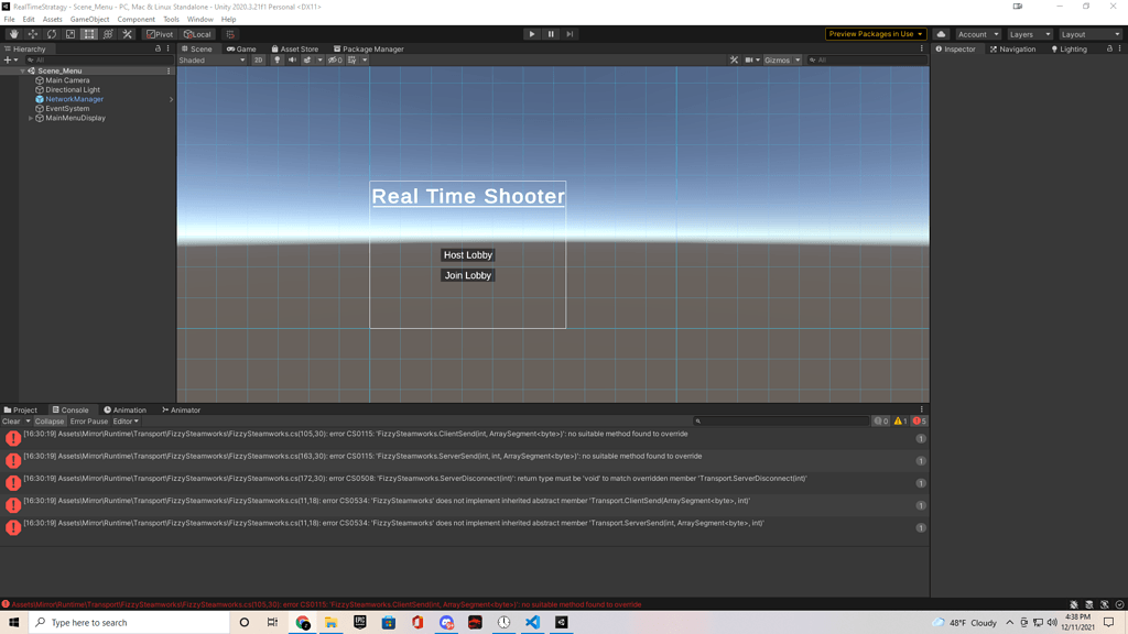 Multiple Errors with the fizzysteamworks - Ask - GameDev.tv