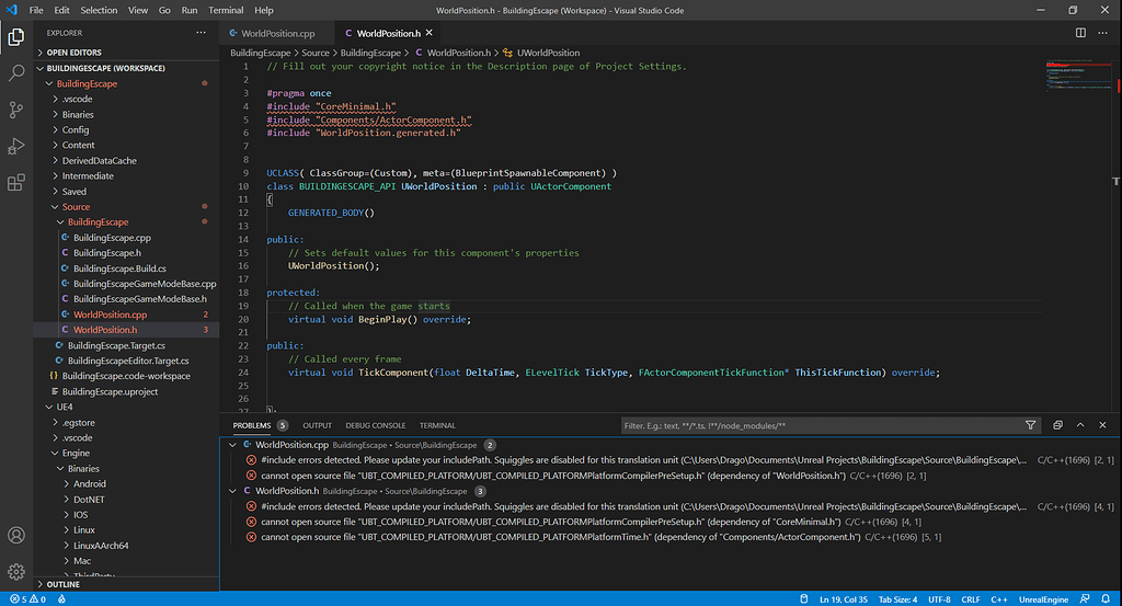 VSCode include path issue - Ask - GameDev.tv