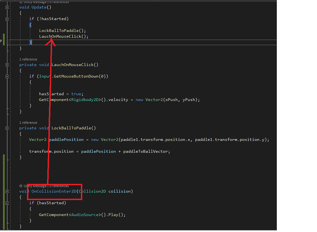 OnCollision2d function - Ask - GameDev.tv