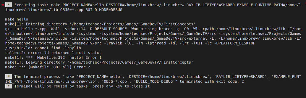 Raylib on Linux - Ask - GameDev.tv