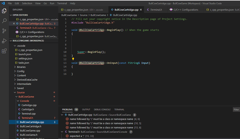 Facing issues with vs code (BullCowGame) - Ask - GameDev.tv