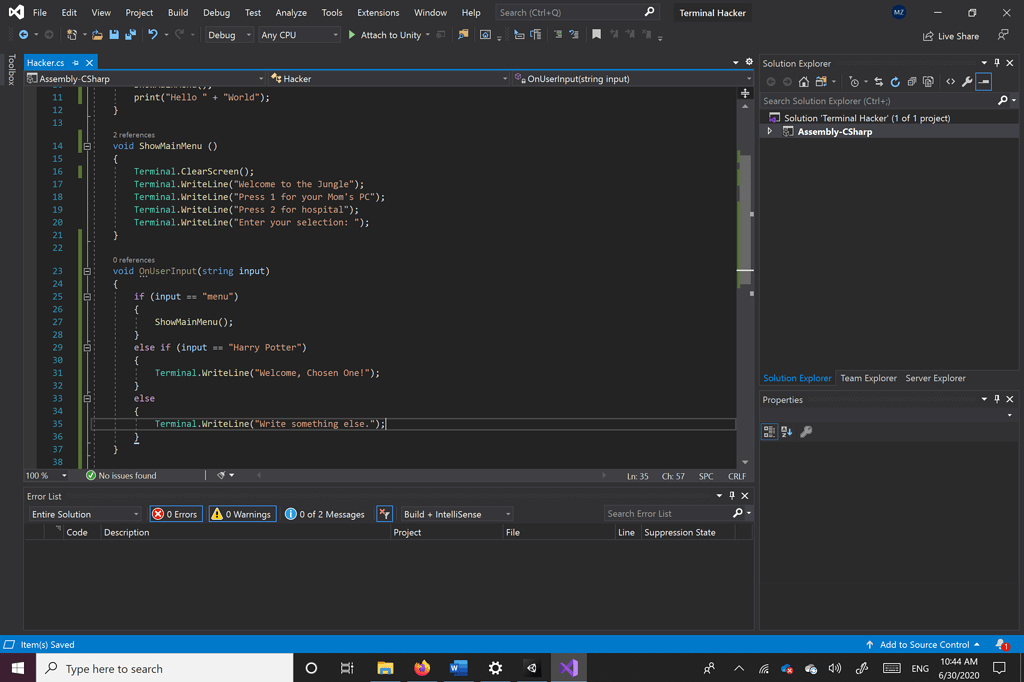 Yer a Wizard - Terminal Hacker Menu Easter Egg - Show - GameDev.tv