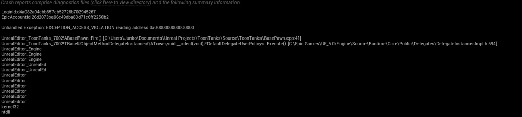 Nullptr Crash When Tower Fires Ask Gamedevtv 