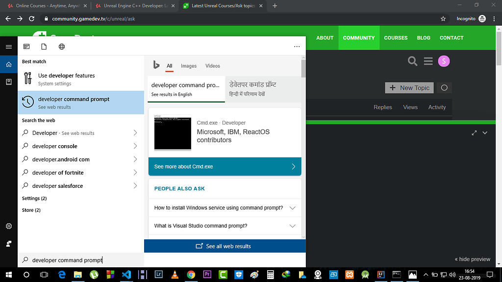 I am not able to find developer command prompt in the search - Ask - GameDev.tv