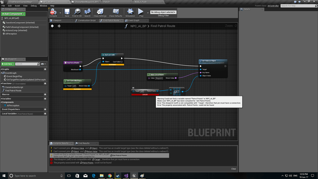 The blueprint (self) is not compatible with Target - Talk - GameDev.tv