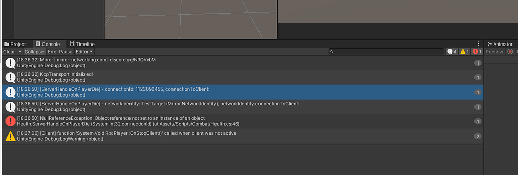 connectionToClient.connectionId in health script is throwing a error - Ask - GameDev.tv