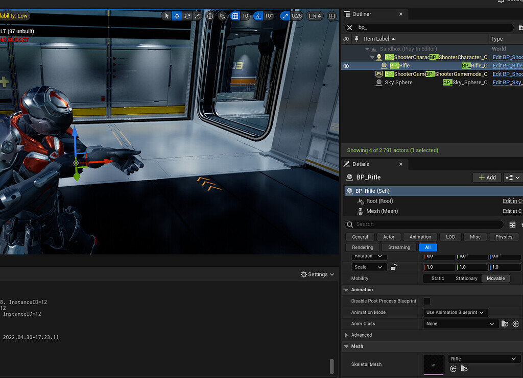 BP_Rifle not visible after being attached to "WeaponSocket" - Ask - GameDev.tv
