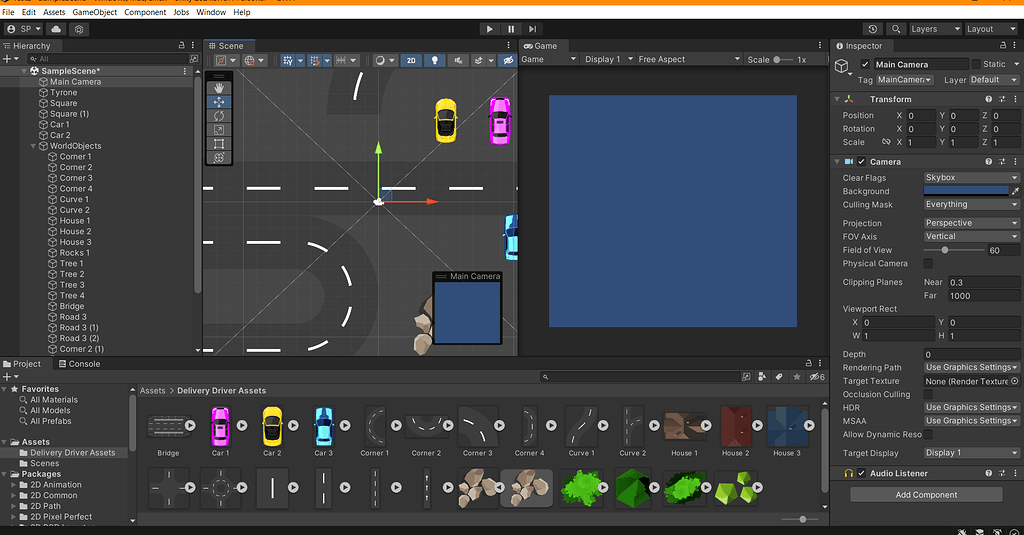 Delivery Driver unity 2d course - Cannot see anything on game - Ask ...
