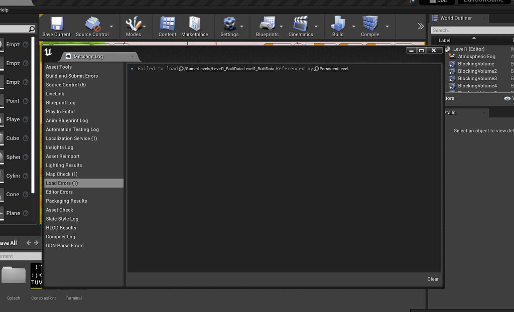 Error - Failed to load /Game/Levels/Level1_BuiltData.Level1 - Ask - GameDev.tv
