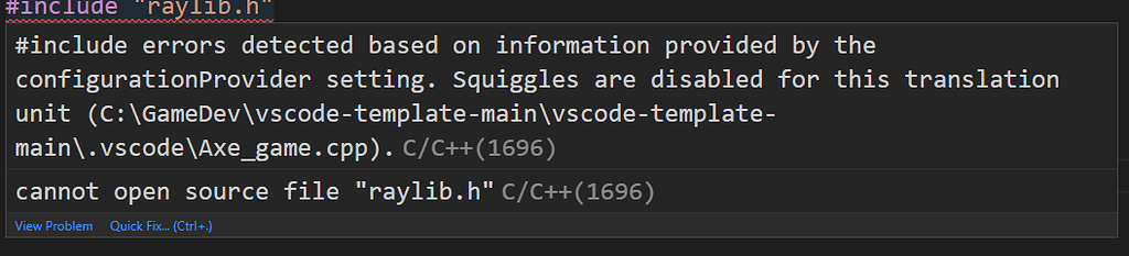 #include error - Ask - GameDev.tv