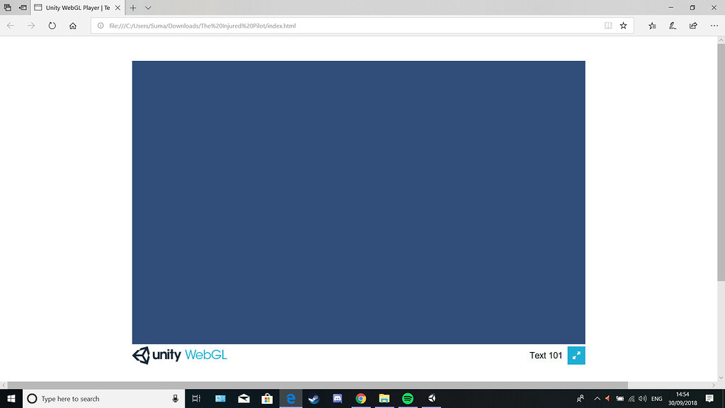 Why does the screen just remain blue when I build and run the game ...
