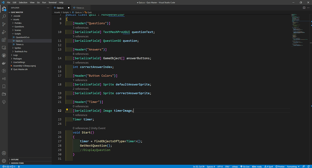 Error: timer = FindObjectsOfType (); - Ask - GameDev.tv
