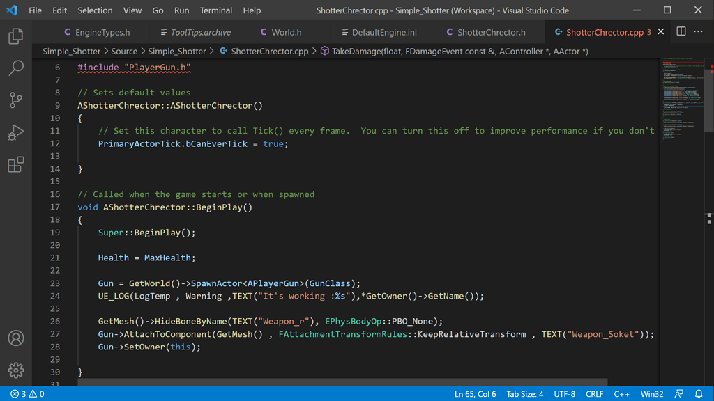 The TakeDamage is not showing the UE_LOG in the output log - Ask - GameDev.tv