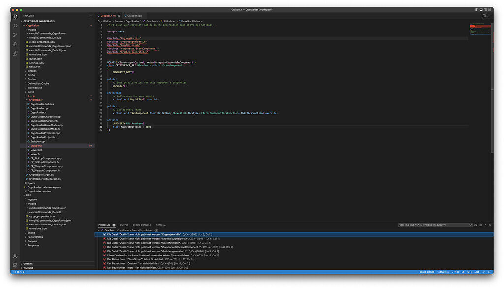 Error Squiggles At Include Lines And Uclass And No Auto Completion Of Functions Ask Gamedevtv