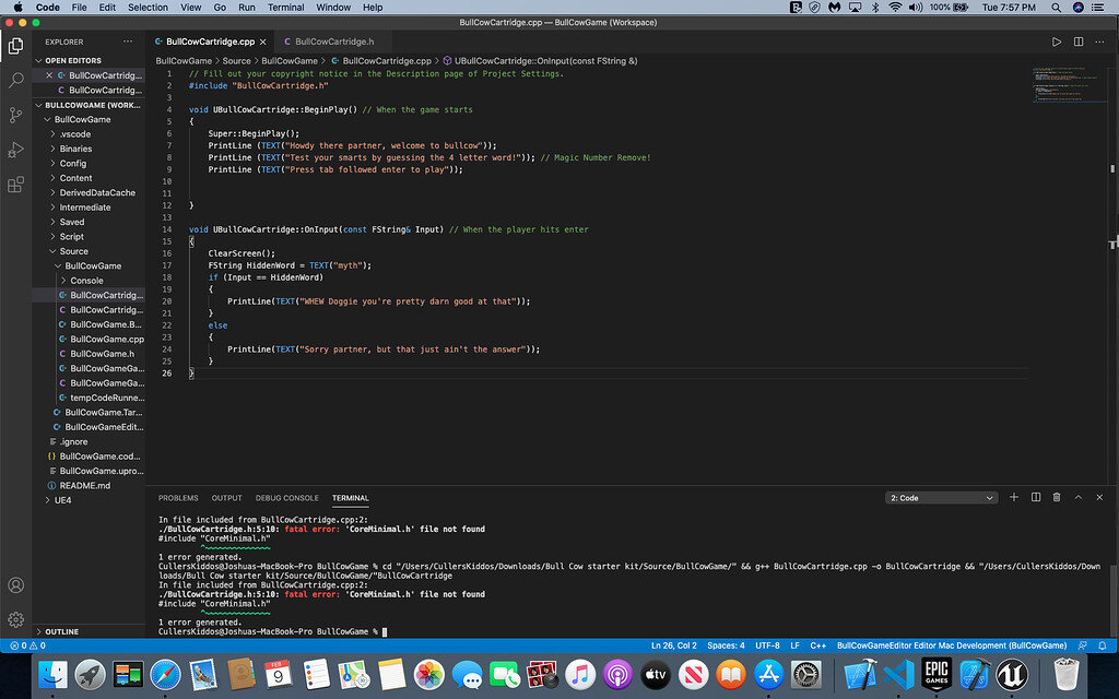 Compiling Bull Cow Game - Ask - GameDev.tv