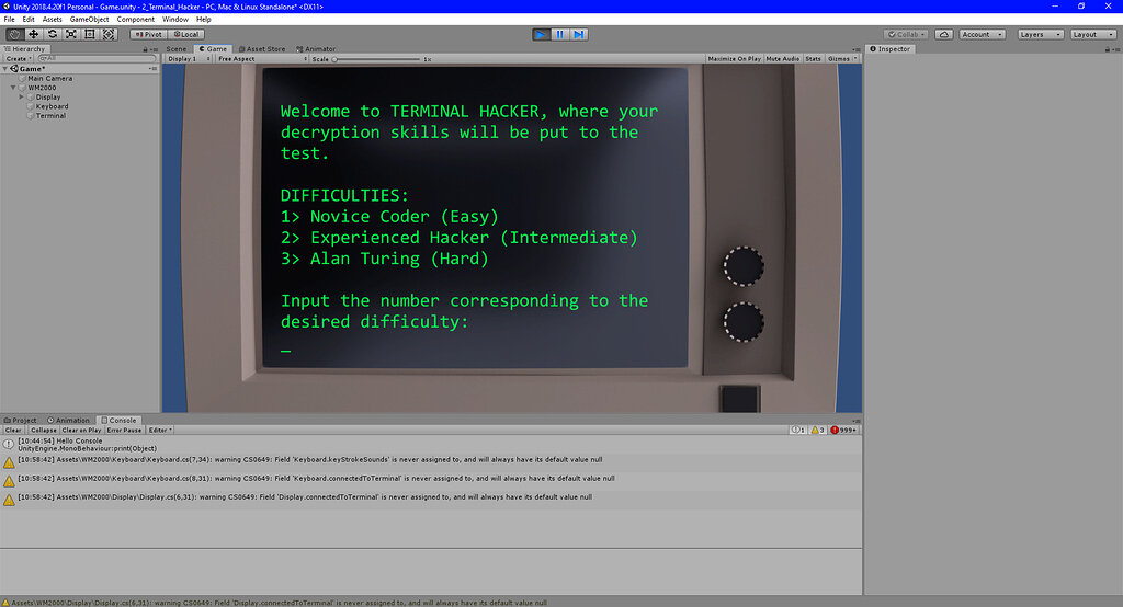 Terminal Hacker Menu - Show - GameDev.tv