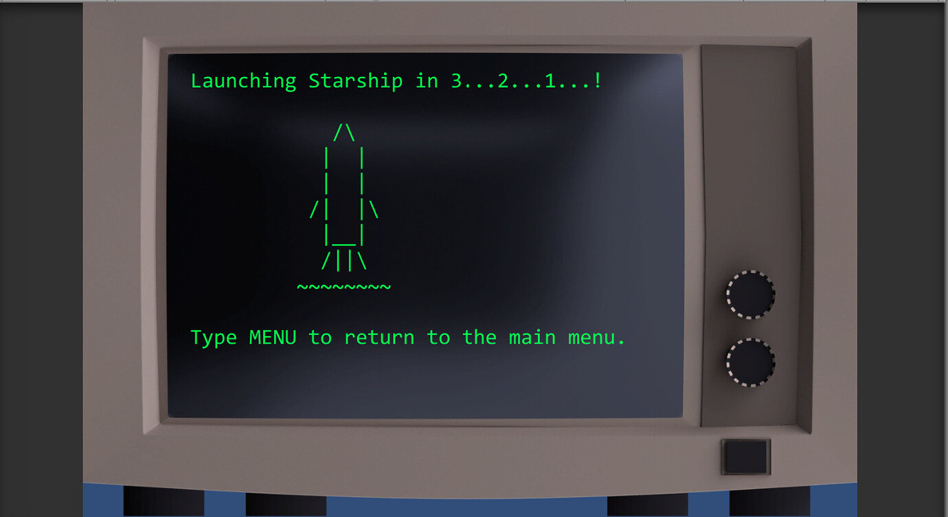 Spaceship blastoff ASCII art - Show - GameDev.tv