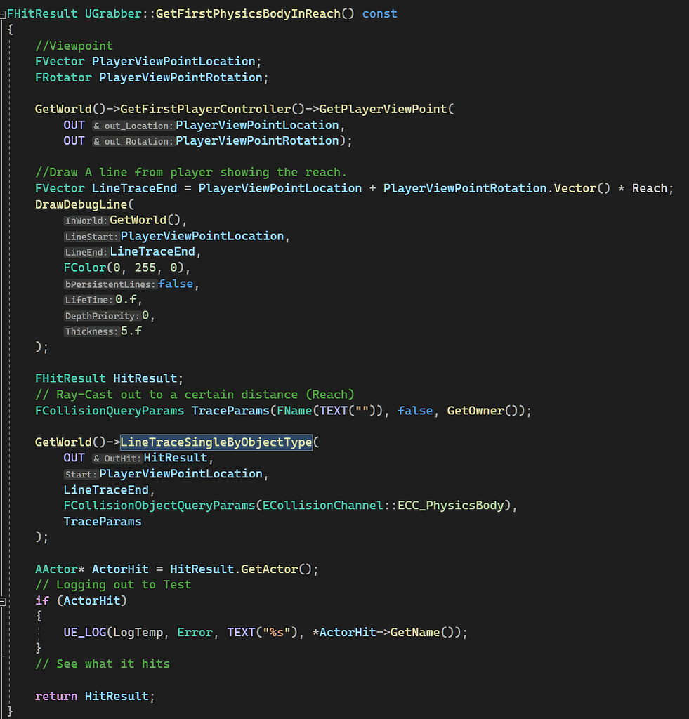 Line Tracing and Object Grabbing is Pretty Confusing to me - Ask - GameDev.tv
