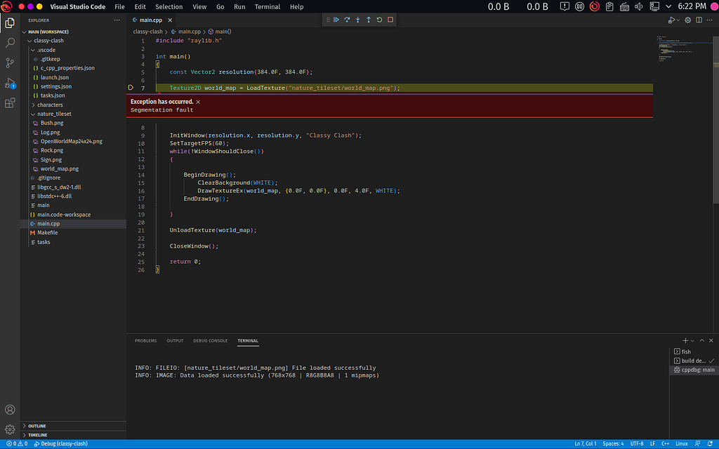 LoadTexture keeps giving me a segfault - Ask - GameDev.tv