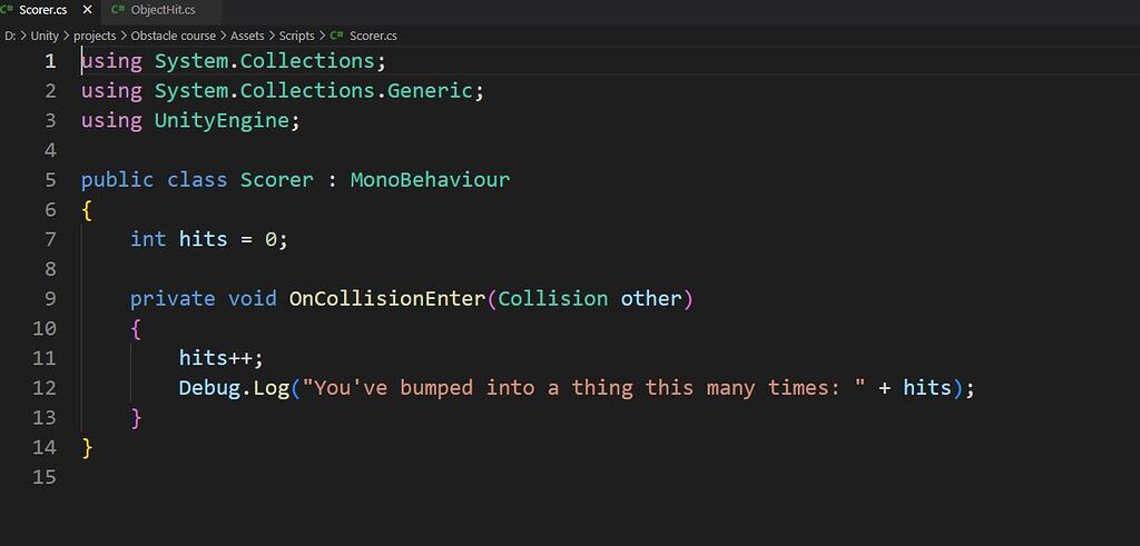 C# 3d game dev help on obstacle course - Ask - GameDev.tv