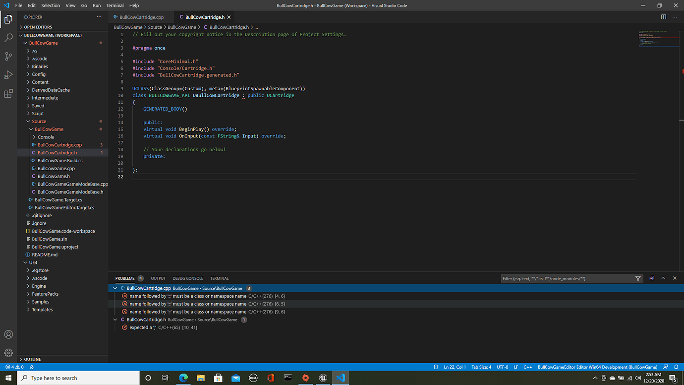 Error in VS Code .h - Show - GameDev.tv