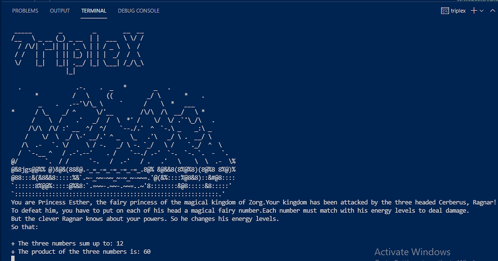 Triple x game with a bit of ascii art - Show - GameDev.tv