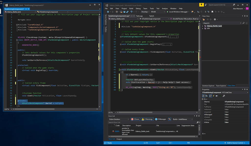 Pointer to incomplete class type is not allowed - Talk - GameDev.tv