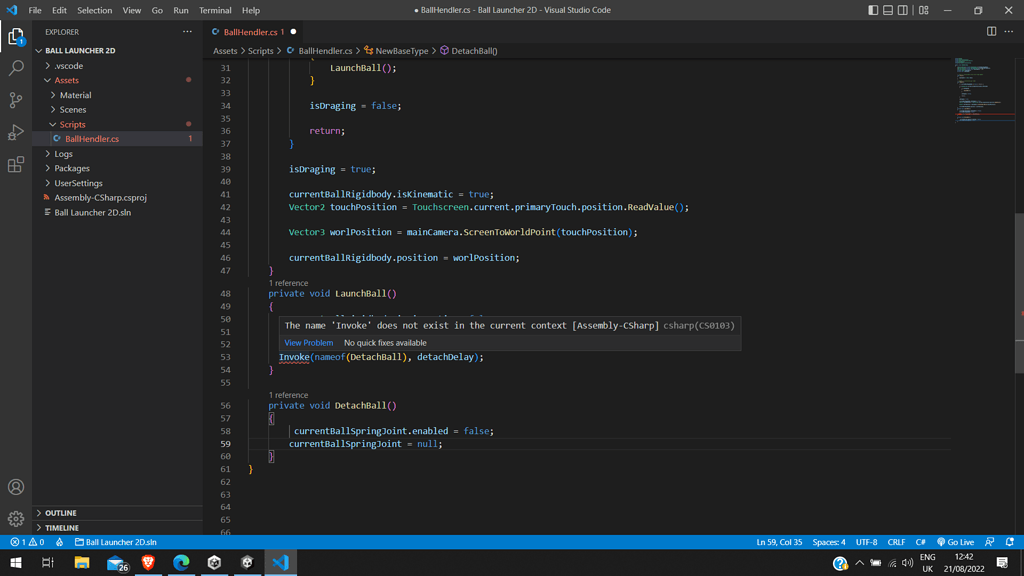 Getting error on Invoke Why? - Ask - GameDev.tv