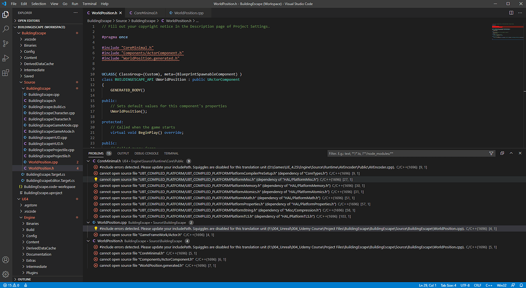 VS Code - CoreMinimal issues - Ask - GameDev.tv
