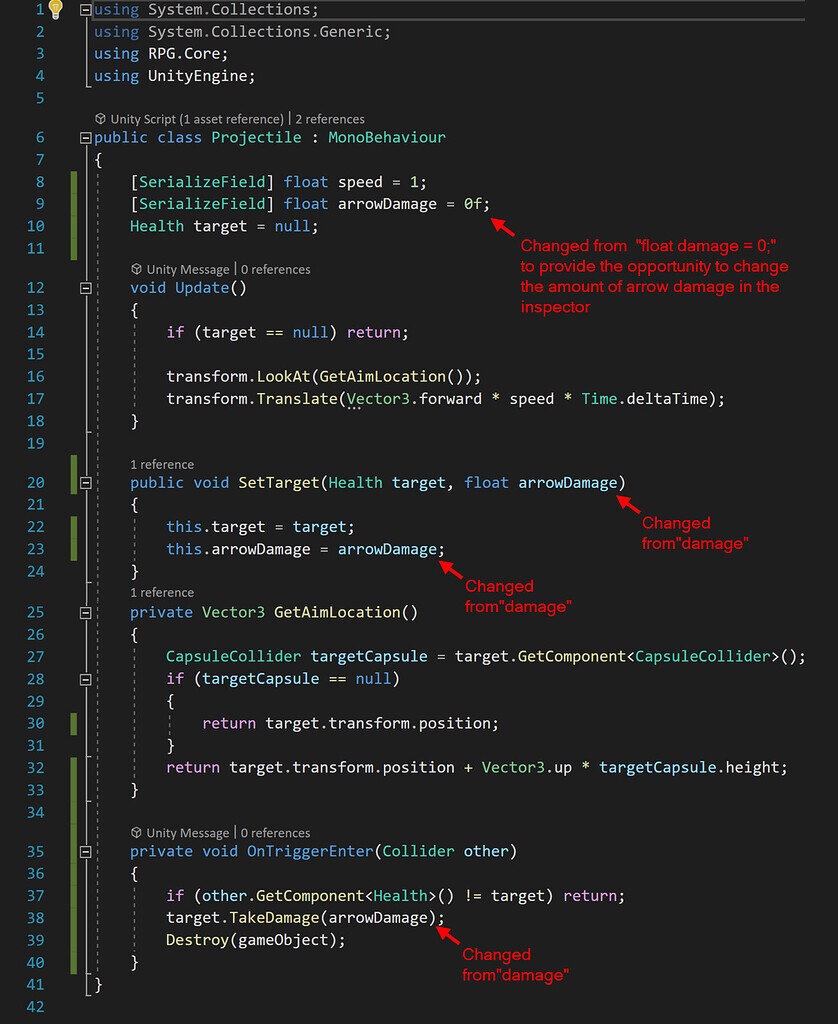 Add Arrow Damage - Ask - GameDev.tv