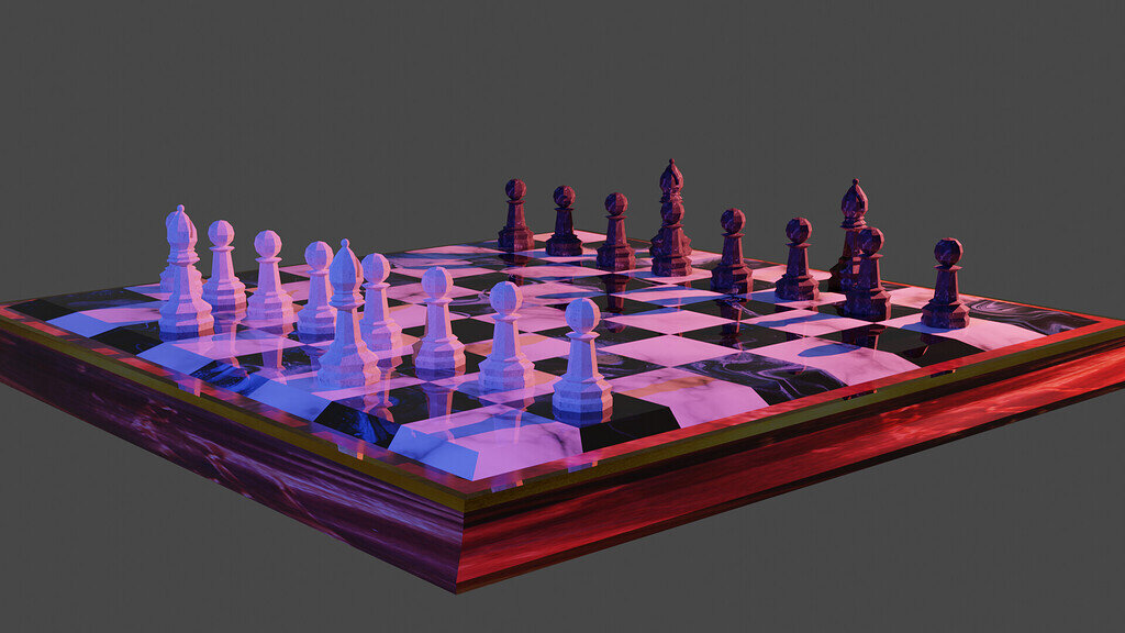 Low poly chess set with granite pieces + gold trim - Show - GameDev.tv