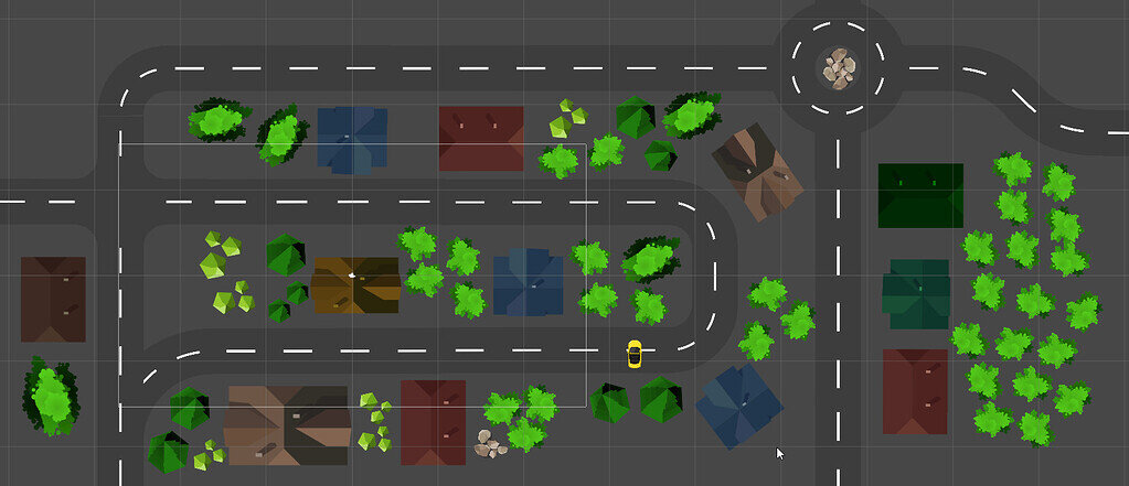 Delivery Driver Basic Test Level Layout Screenshot - Show - GameDev.tv