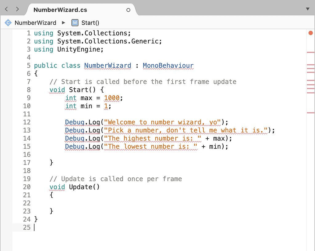 Red Squiggles In Code For Basic C Unity Ask Gamedevtv 