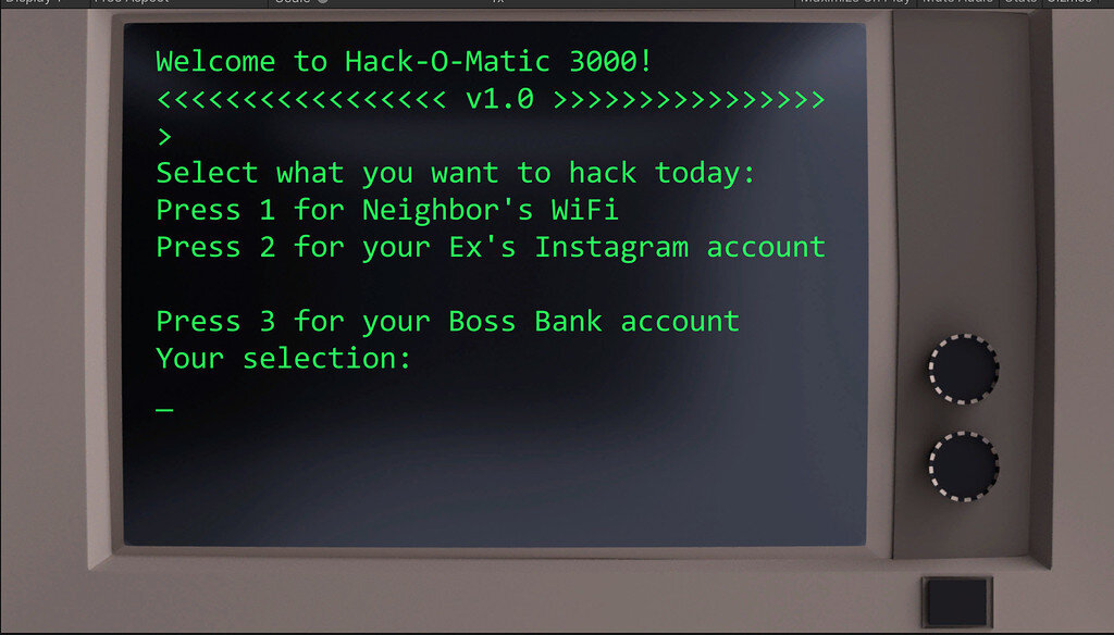 Terminal Hacker Menu Page + Some Tweak - Show - GameDev.tv