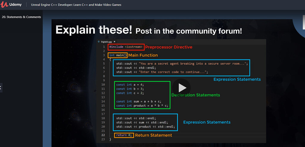 Explaining anatomy of code from lesson 20 in unreal engine - Show ...