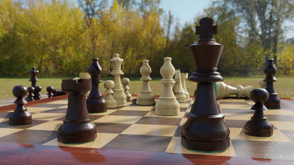 Low-poly chess set on picnic table (Eevee) - Show - GameDev.tv