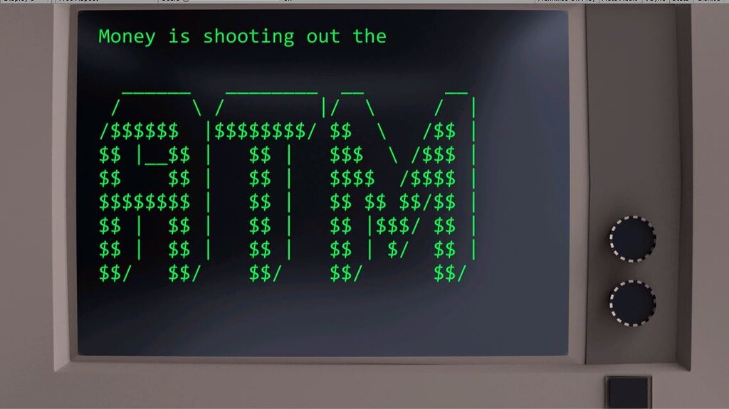 Big Money Win Screen ASCII Type Art ATM and They Vault - Show - GameDev.tv