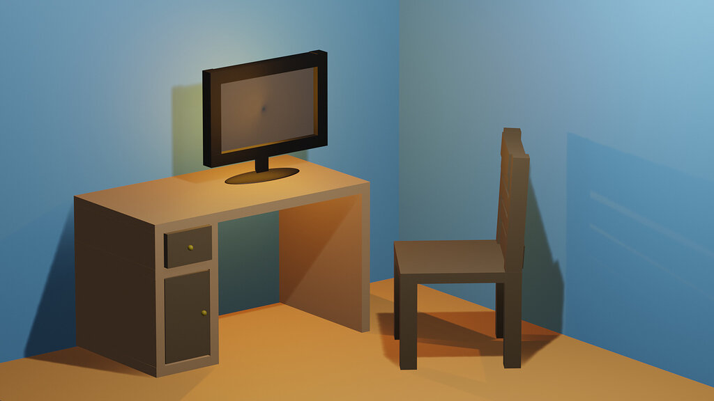 Lesson 14, rendered my study table in blender. Views? - Show - GameDev.tv