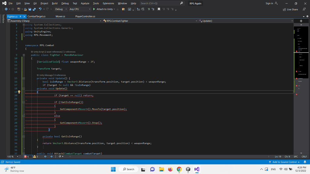 My character was not moving, when I tried to fix it I broke the code - Ask - GameDev.tv