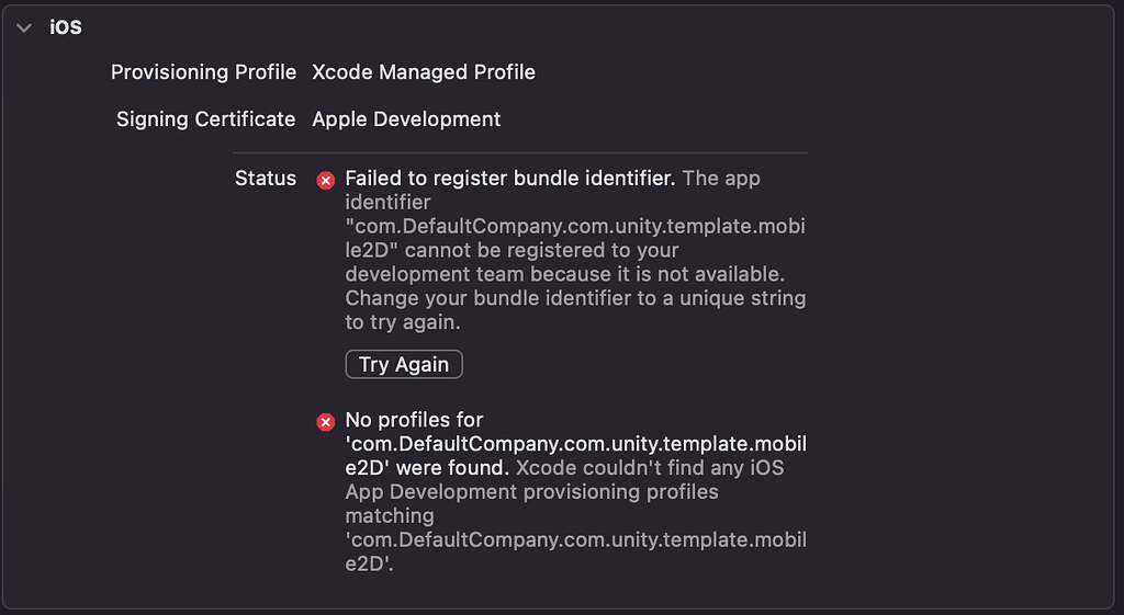 İ cant build app for iphone says Failed to register bundle identifier - Ask - GameDev.tv