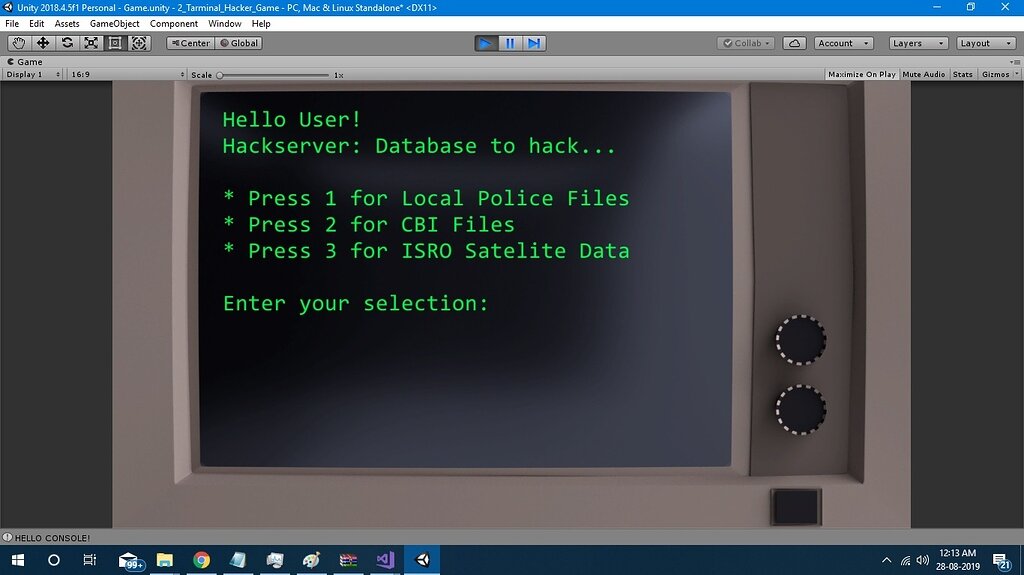 Terminal Hacker Menu Show Gamedev Tv