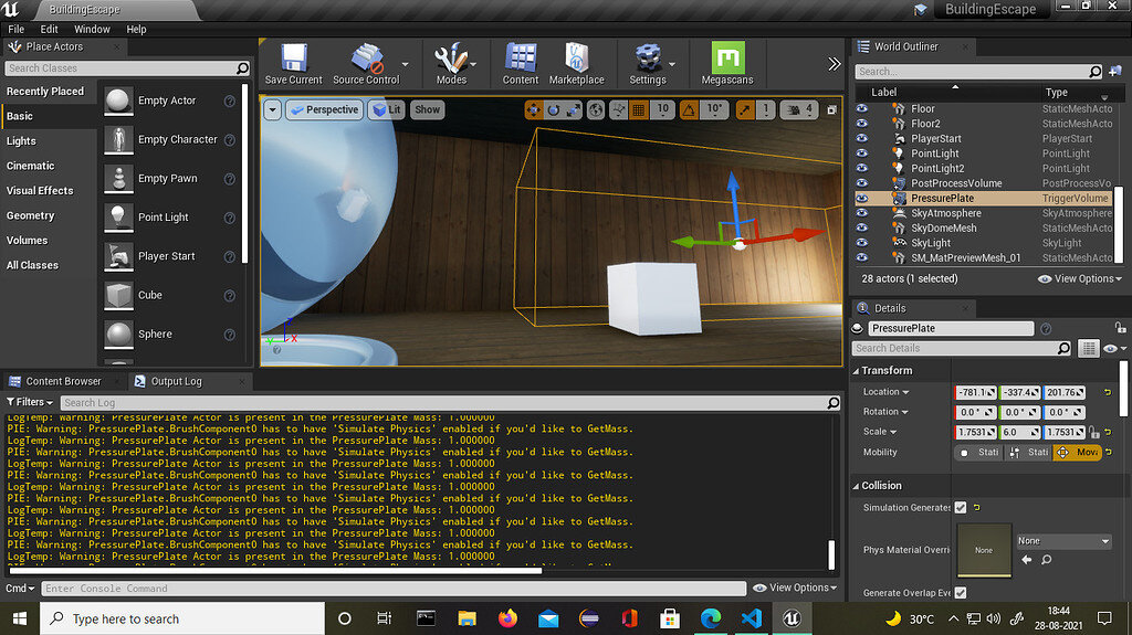 Stepping on the Trigger volume does nothing - Ask - GameDev.tv
