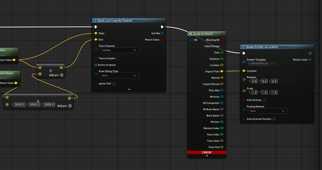Can't hook up Multi Line Trace By Channel to Break Hit Result - Ask ...