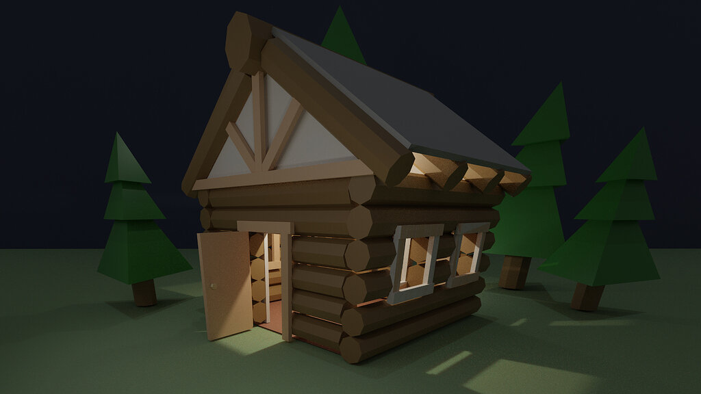 Low Poly Cabin, First Render - Show - GameDev.tv