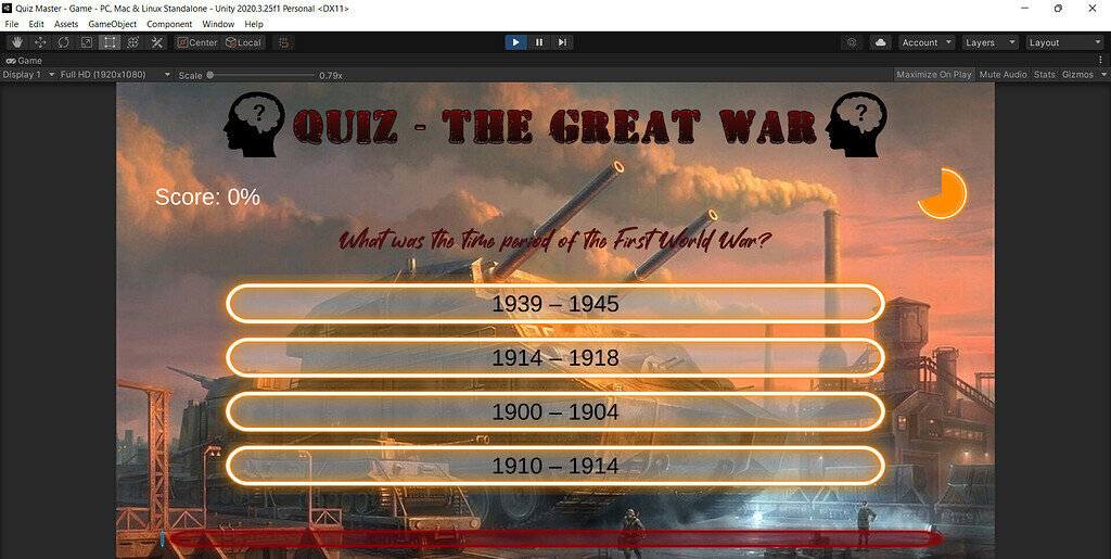 Quiz - 'The Great War' - Show - GameDev.tv