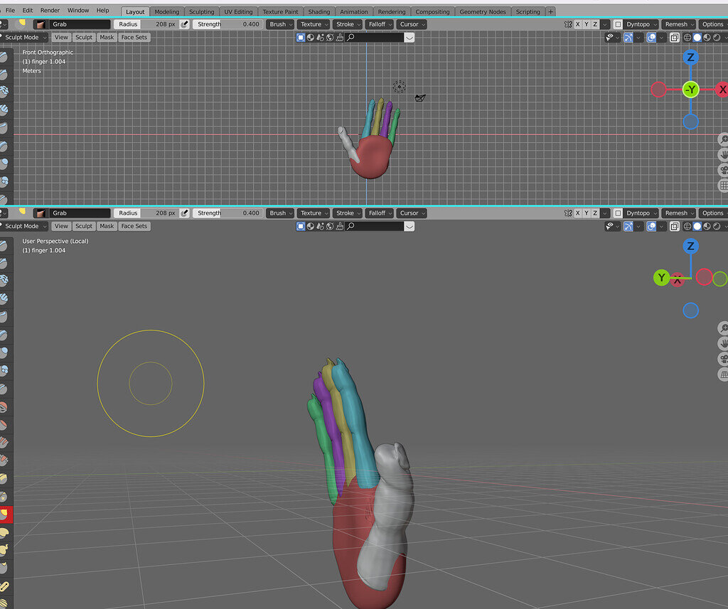 Why are all my objects different colours in sculpt mode? - Ask - GameDev.tv